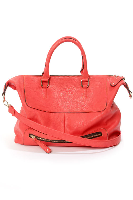 Bright Oversized Handbag - Coral Red Handbag - Purse - Tote - $55.00 ...