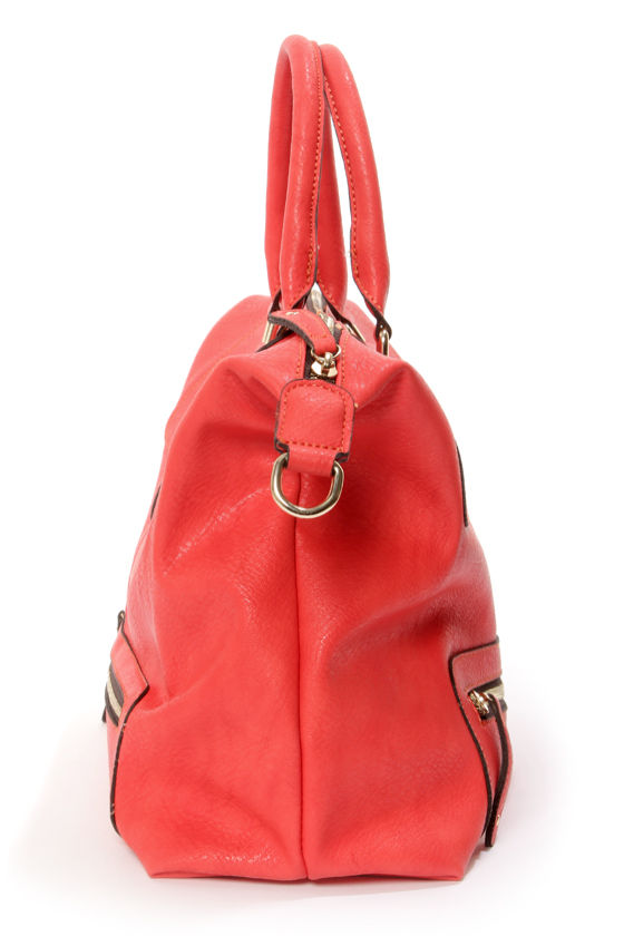 Bright Oversized Handbag - Coral Red Handbag - Purse - Tote - $55.00 ...