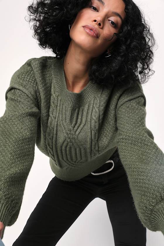 Olive Green Sweater - Cropped Sweater - Pullover Sweater - Lulus