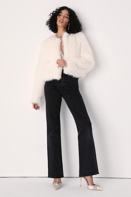 Ivory Fur Jacket - Cropped Faux Fur Jacket - Fuzzy Jacket - Lulus