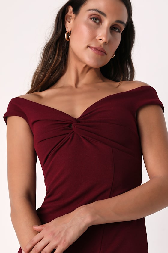 Burgundy Maxi Dress - Off-The-Shoulder Dress - Elegant Maxi Dress - Lulus