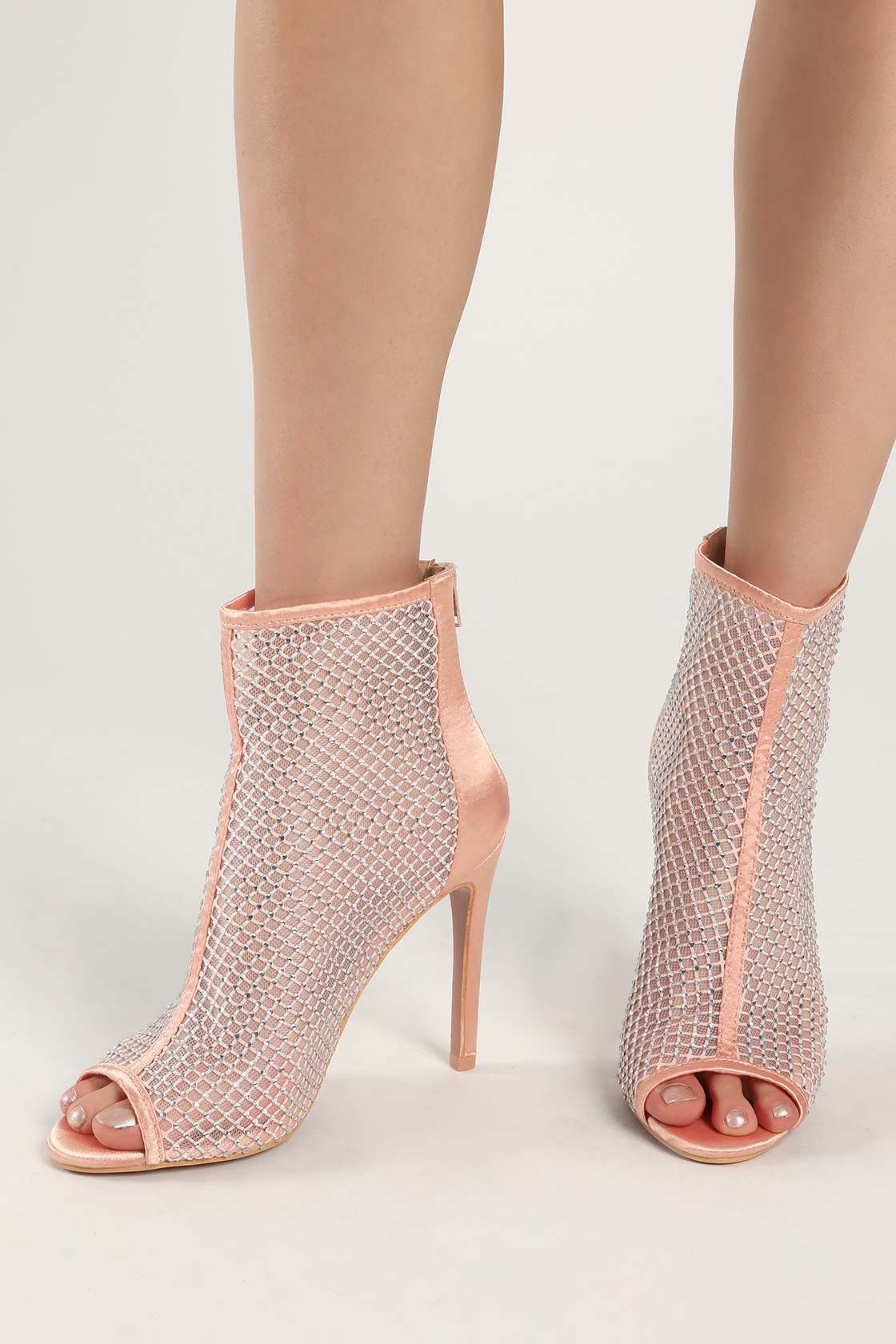 Rose Gold Booties - Peep-Toe Booties - Rhinestone Booties - Lulus