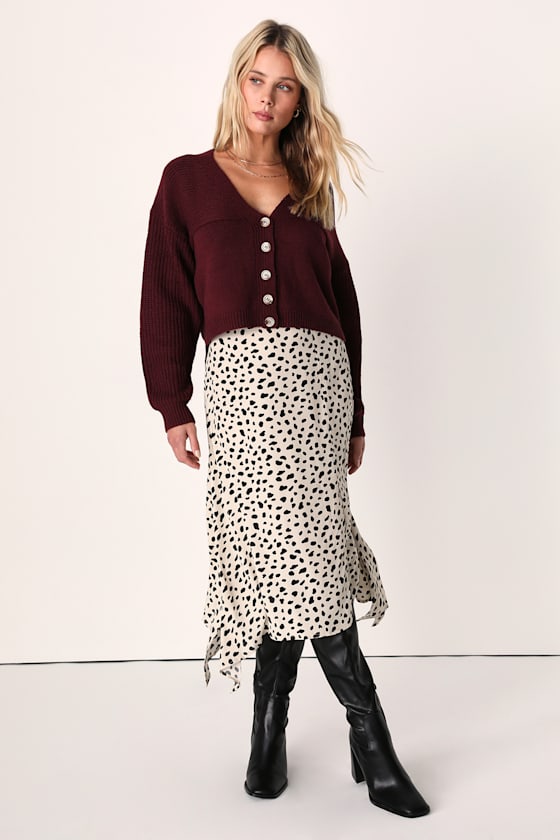 Plum Purple Cardigan - Button-Up Cardi - Boxy Women's Cardi - Lulus