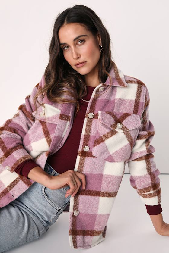 Blank NYC Voyager - Plaid Shacket - Pink Plaid Jacket - Lulus