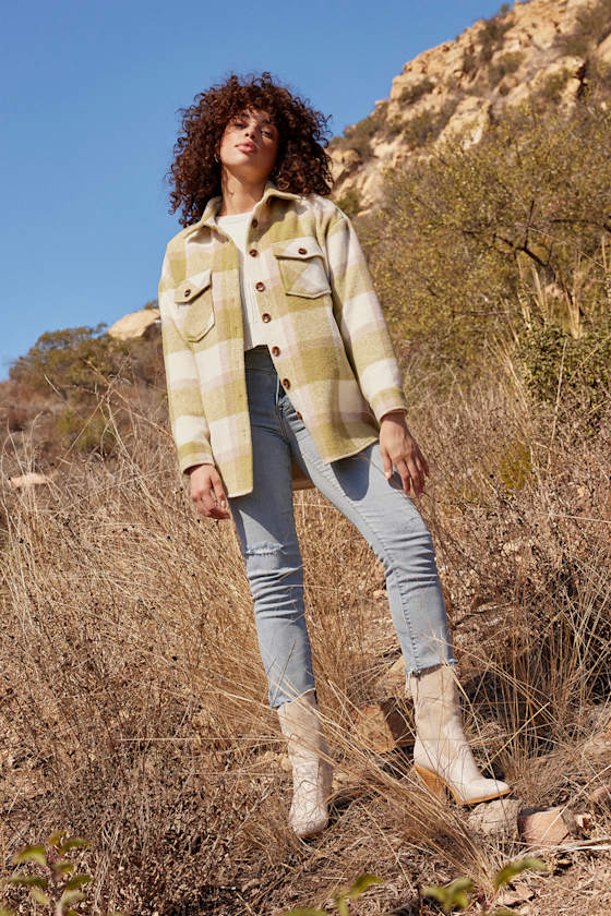 Green Jacket - Plaid Jacket - Plaid Shacket - Flannel Jacket - Lulus
