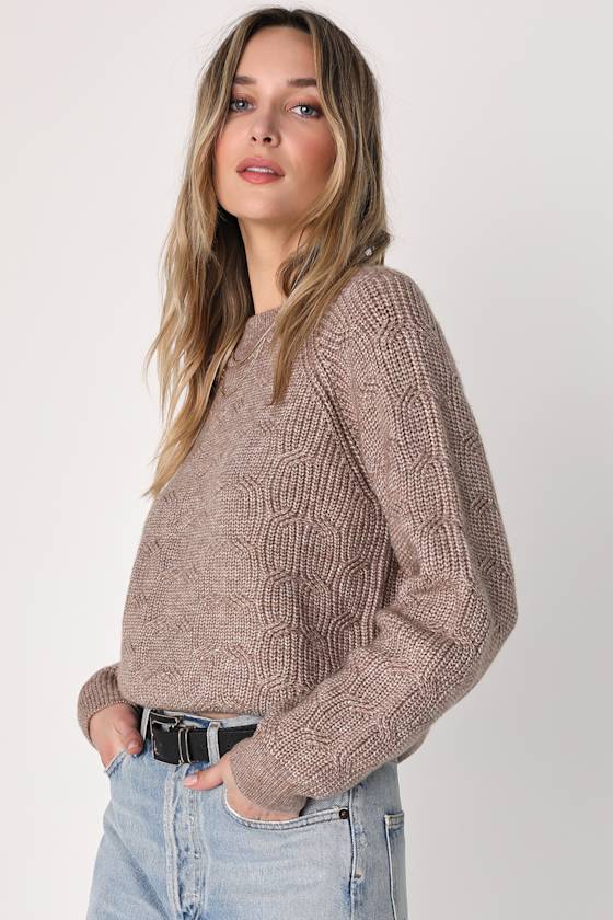 Heathered Taupe Sweater - Cable Knit Sweater - Women's Sweater - Lulus