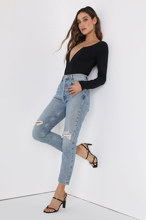 Black Bodysuit - Long Sleeve Bodysuit - Plunging Bodysuit - Lulus