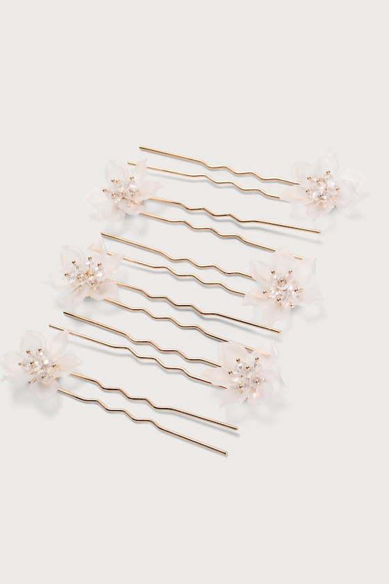Gold Hair Pin Set - Flower Hair Pin Set - Bridal Accessories - Lulus