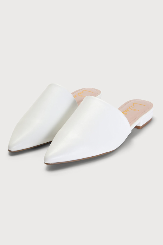 White Mules - Pointed-Toe Mules - Faux Leather Mules - Lulus