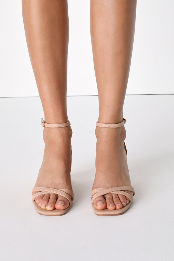 Light Nude Heels - Nude High Heel Sandals - Square-Toe Heels - Lulus