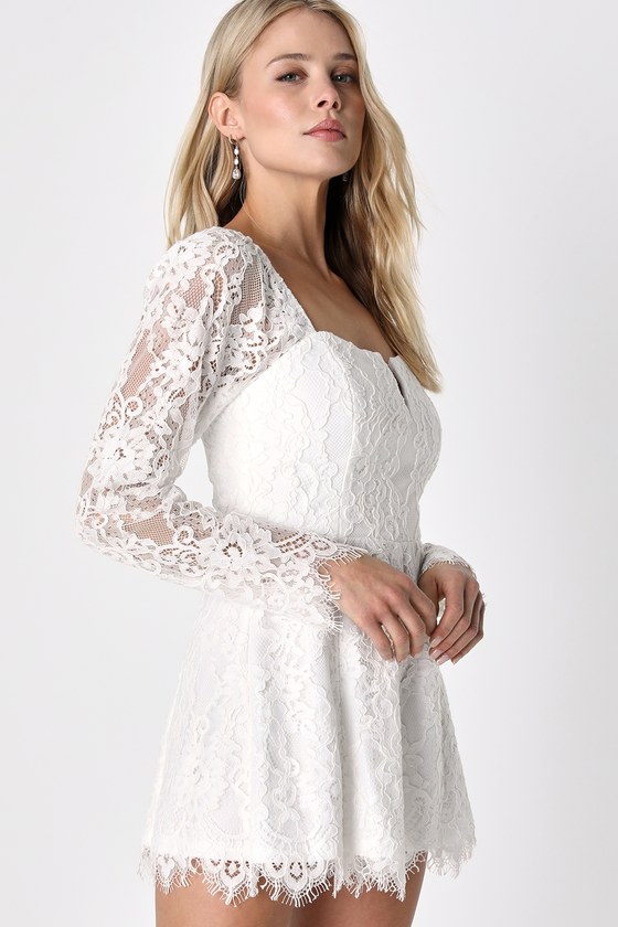 Ivory Lace Romper Long Sleeve Romper Long Sleeve Lace Romper Lulus