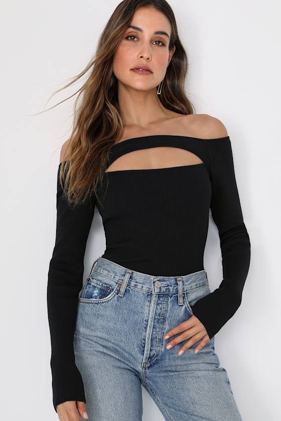 Black Cutout Top - Black Sweater Top - Ribbed Knit Top - OTS Top - Lulus