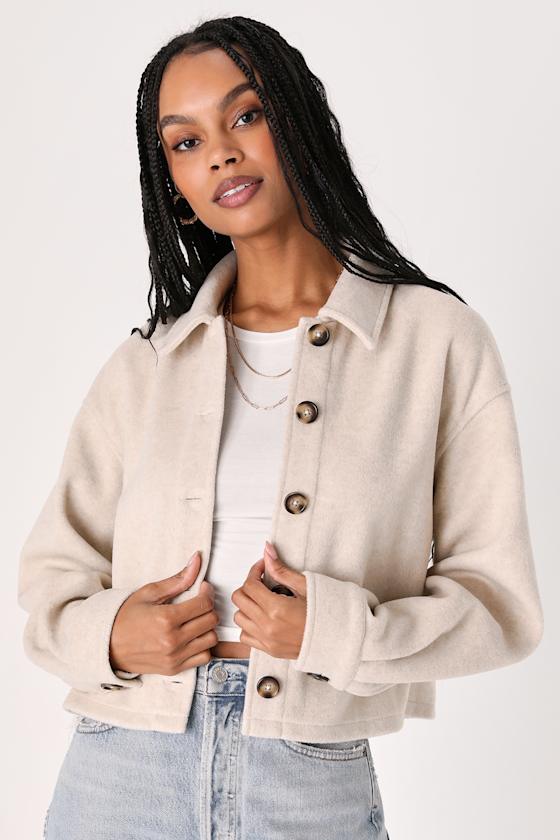 Beige Cropped Shacket - Beige Outerwear - Beige Cropped Jacket - Lulus
