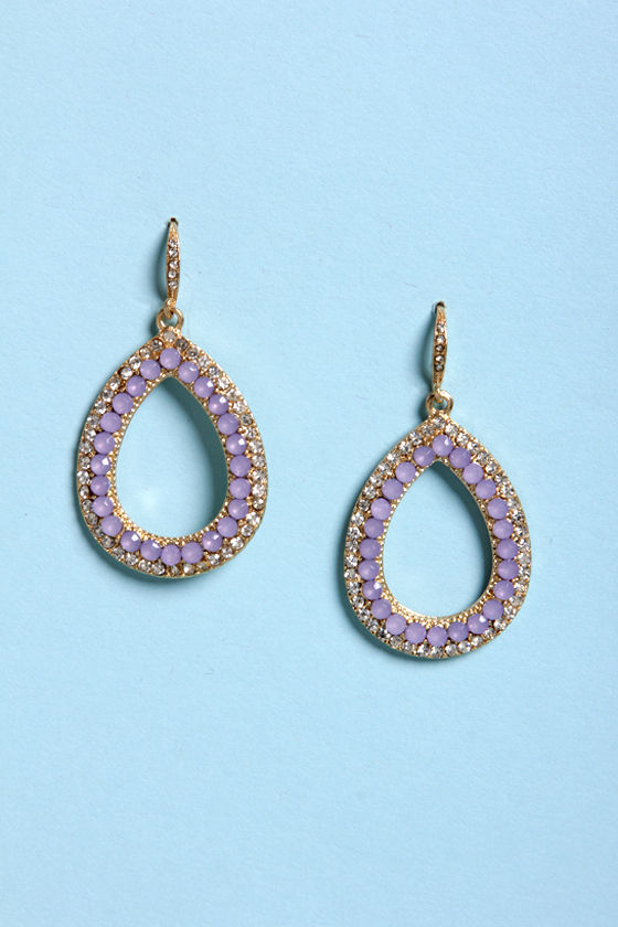Gorgeous Lavender Earrings - Rhinestone Earrings - $15.00 - Lulus