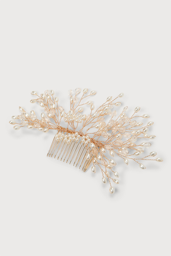 Gold Hair Comb - Bridal Hair Accessories - Beaded Hair Comb - Lulus