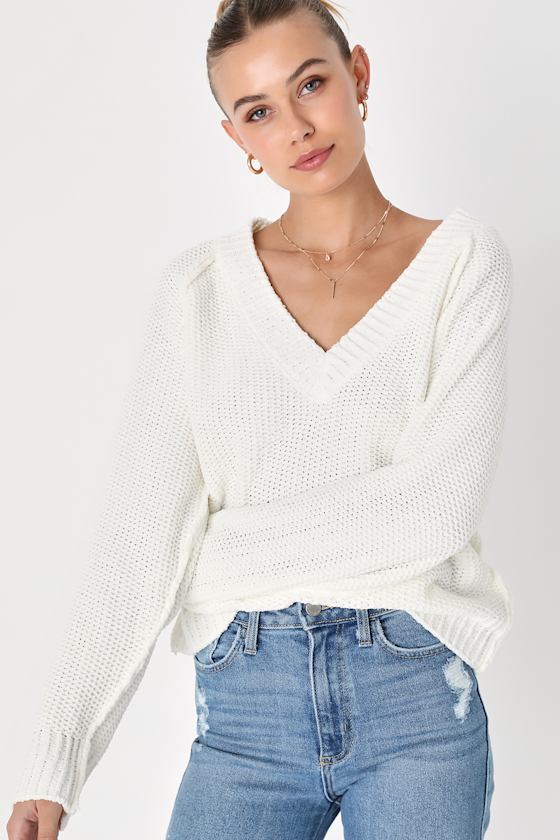 Ivory V Neck Sweater
