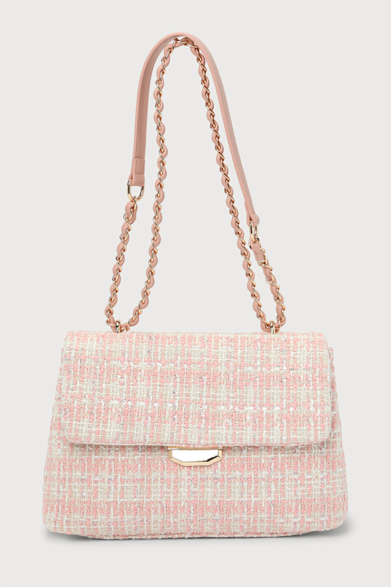 Chic Pink Tweed Purse - Tweed Crossbody - Pink Crossbody Purse - Lulus