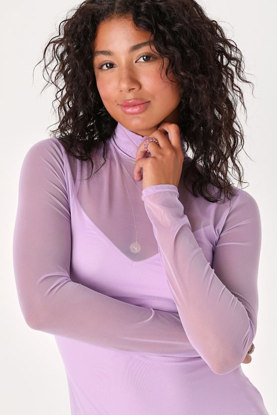 Lavender Mesh Dress - Mesh Bodycon Dress - Illusion Dress - Lulus