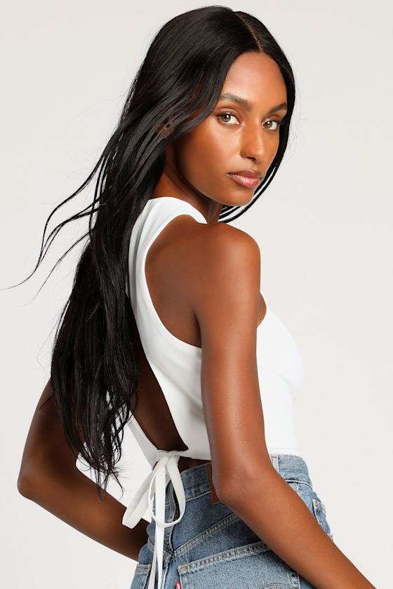 Ivory Cutout Top - Open Back Crop Top - Dressy Crop Top - Lulus