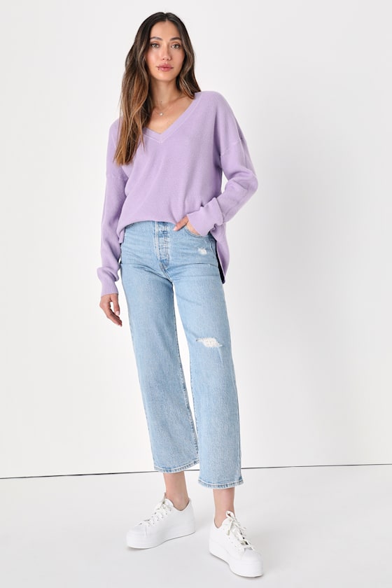 Lavender Sweater Top - Waffle Knit Top - Pullover Sweater Top - Lulus