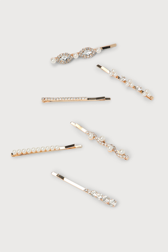 Gold Bobby Pins - Rhinestone and Pearl Hair Pins - Hair Pin Set - Lulus