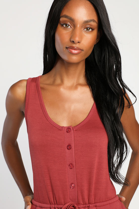 Rusty Rose Jumpsuit - Terry Knit Jumpsuit - Lounge Jumpsuit - Lulus