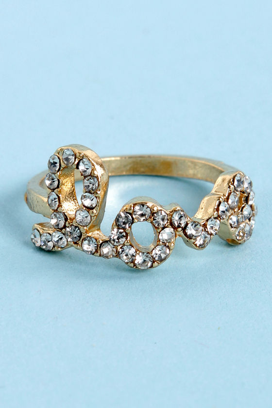 Pretty Gold Ring - Rhinestone Ring - Knuckle Ring - $10.00 - Lulus