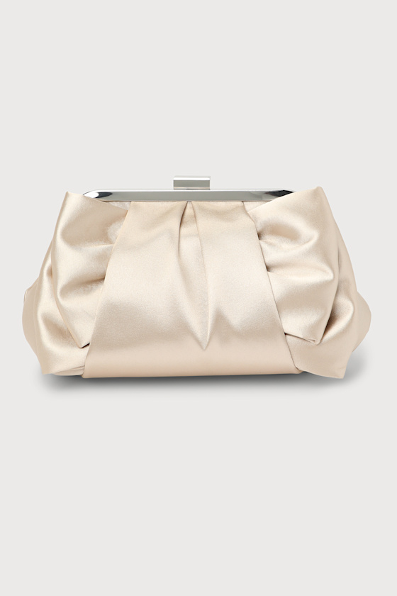 Champagne Clutch - Satin Clutch - Box Clutch - Folded Clutch - Lulus