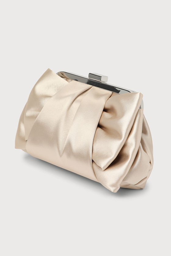 Something Special Champagne Satin Clutch - Lulus
