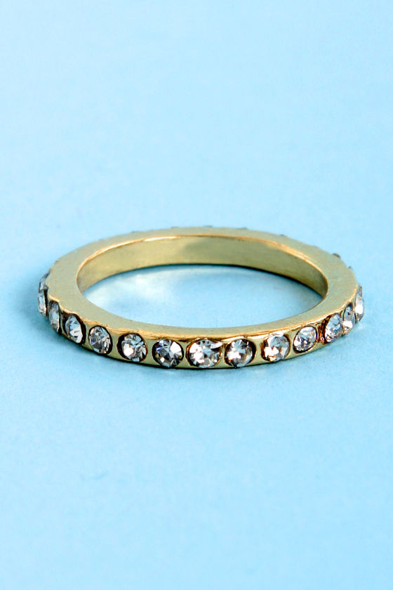 Pretty Gold Ring - Rhinestone Ring - Knuckle Ring - $10.00 - Lulus