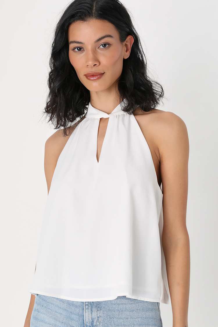 White Halter Top Shirt
