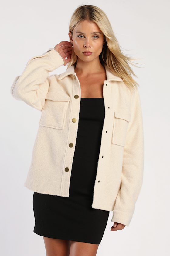 Cute Ivory Shacket - Lurex Threaded Shacket - Oversized Shacket - Lulus