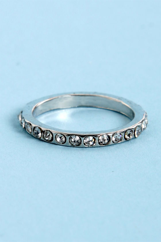 Pretty Silver Ring - Rhinestone Ring - Knuckle Ring - $10.00 - Lulus