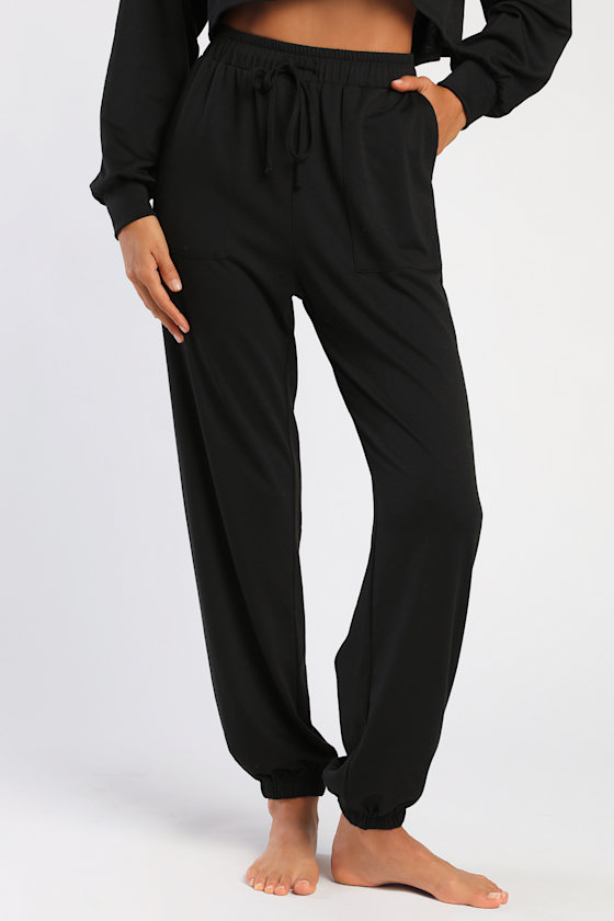 Black Joggers - Black Drawstring Pants - Black Lounge Pants - Lulus