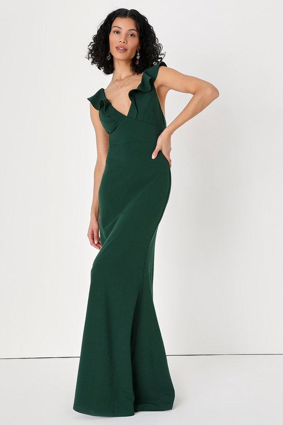 Hunter Green Dress Maxi Dress Mermaid Maxi Gown Lulus
