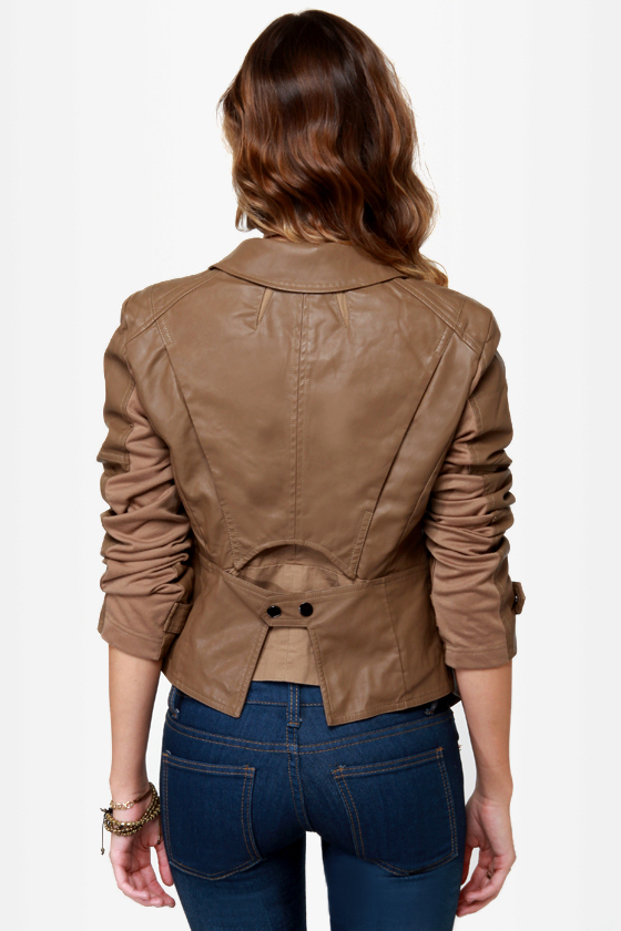 Cute Brown Jacket - Vegan Leather Jacket - $94.00