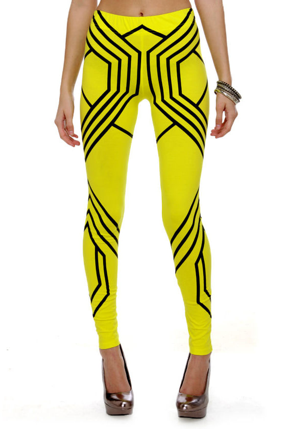 Neon Yellow Leggings - Print Leggings - $44.00 - Lulus