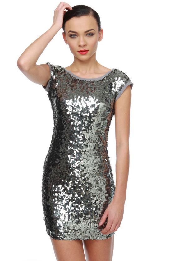 Sexy Silver Dress - Sequin Dress - Open Back Dress - $83.00
