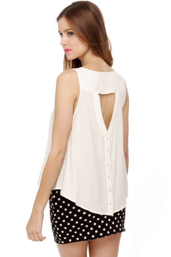 Cute Ivory Tank Top - Casual Top - Button Back Top - $29.00 - Lulus