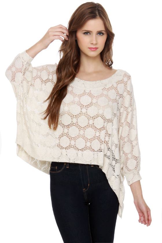 Cute Open Knit Sweater - Beige Sweater - Oversized Sweater - $49.00 - Lulus
