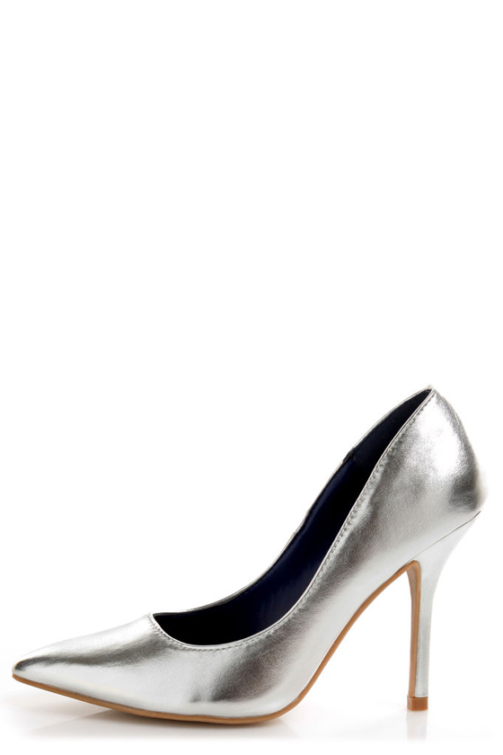 Promise Ivana Silver Metallic Pointed Pumps - $29.00 - Lulus