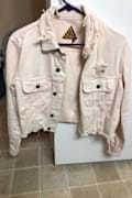 Cool Blush Pink Jacket - Denim Jacket - Distressed Jacket